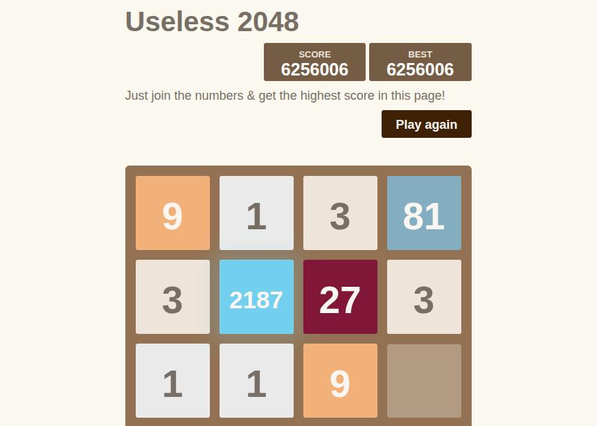 Useless 2048 | Play Game Online